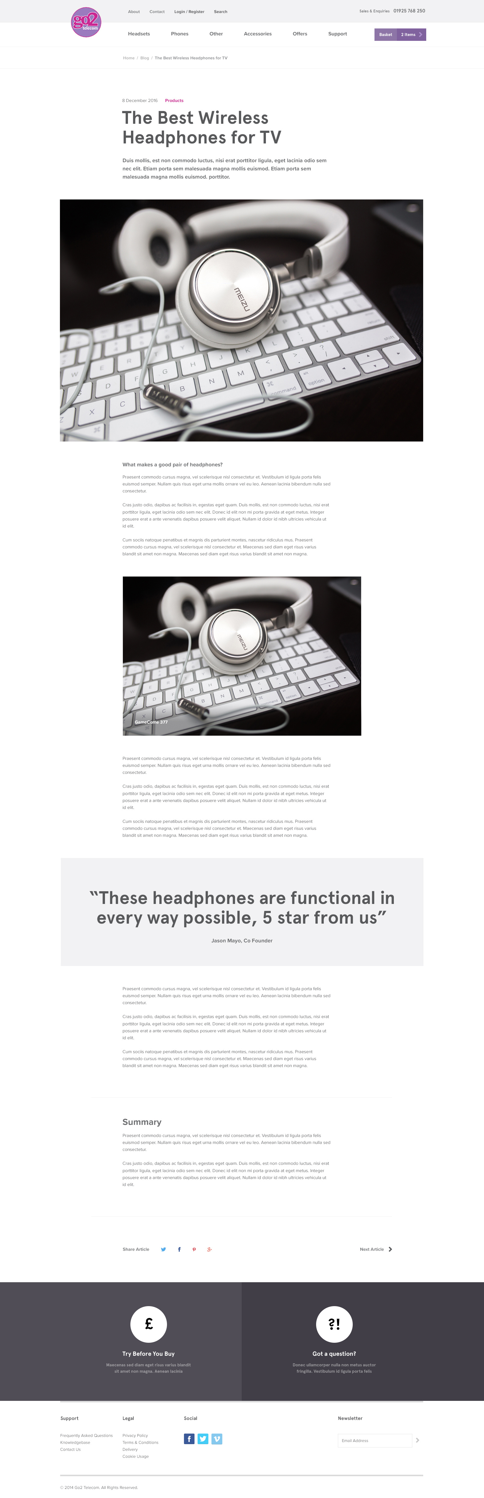Go2 Telecom Blog by MadeByShape on Dribbble