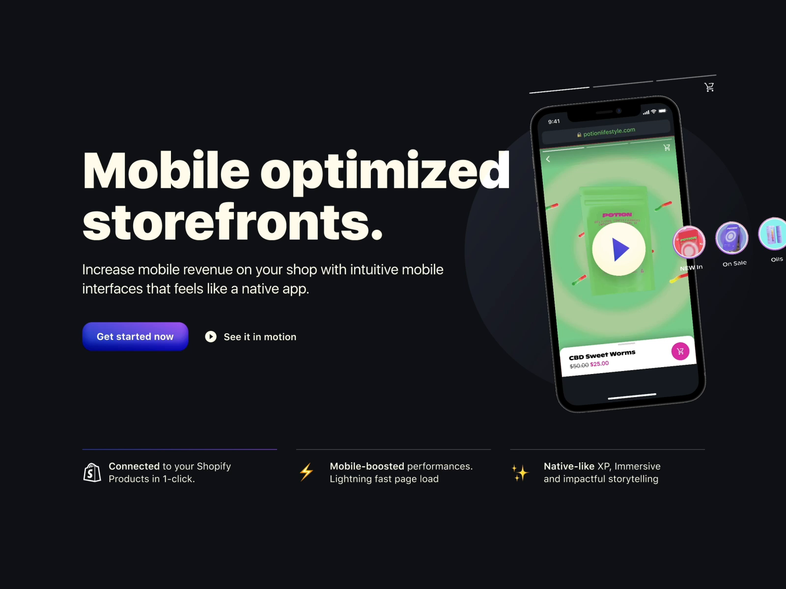 Once: Mobile Optimized Storefronts | Website by eastermeggg 🍳 on Dribbble