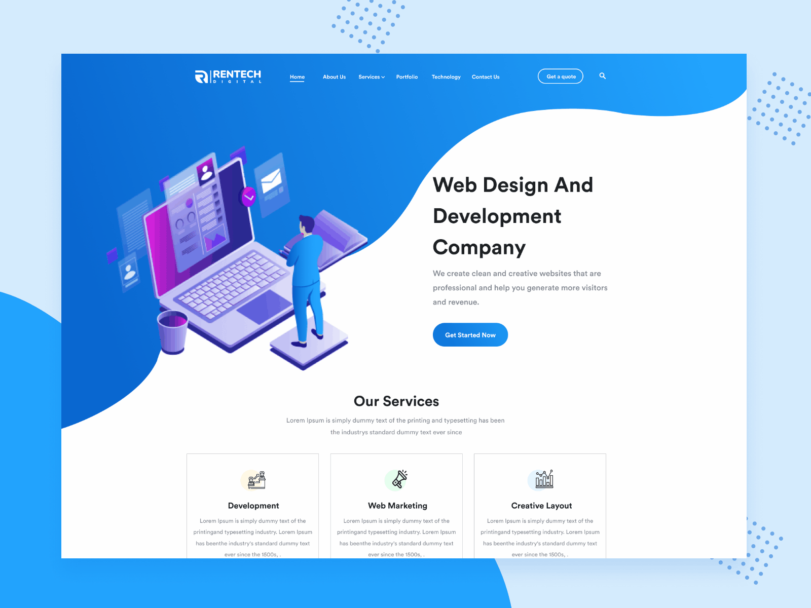 Web development and Web design by Rentech Digital on Dribbble