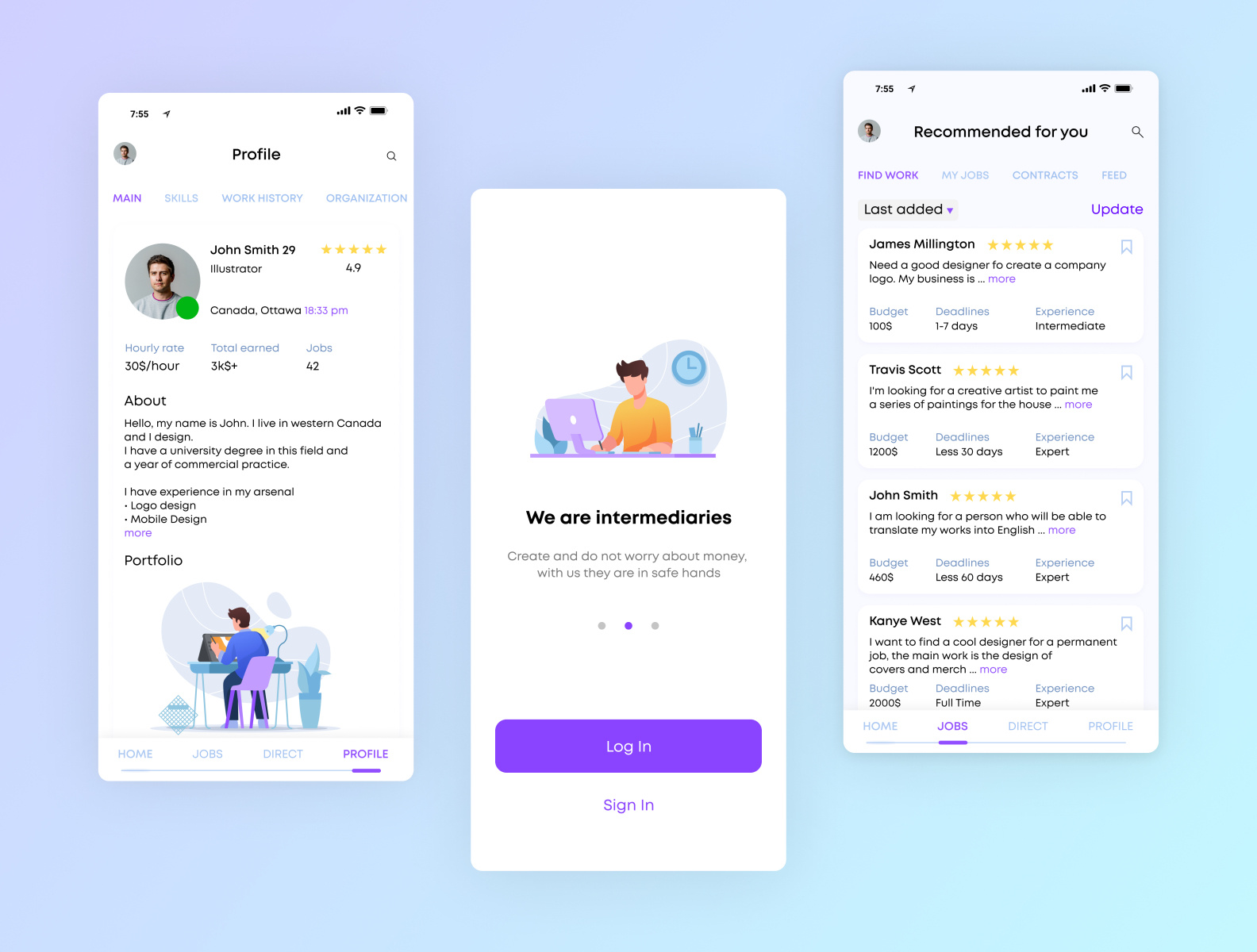 Freelance App by Liubomyr Dyndyn on Dribbble