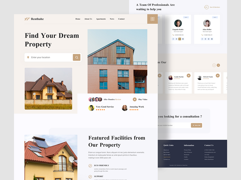 Renthubz - Property & Apartment Landing page by Tufayel Khan on Dribbble