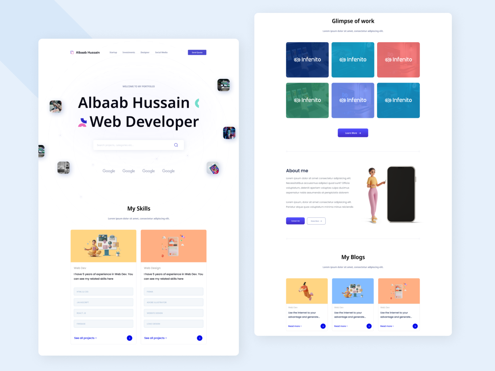 Web developer portfolio by Raj Singh on Dribbble