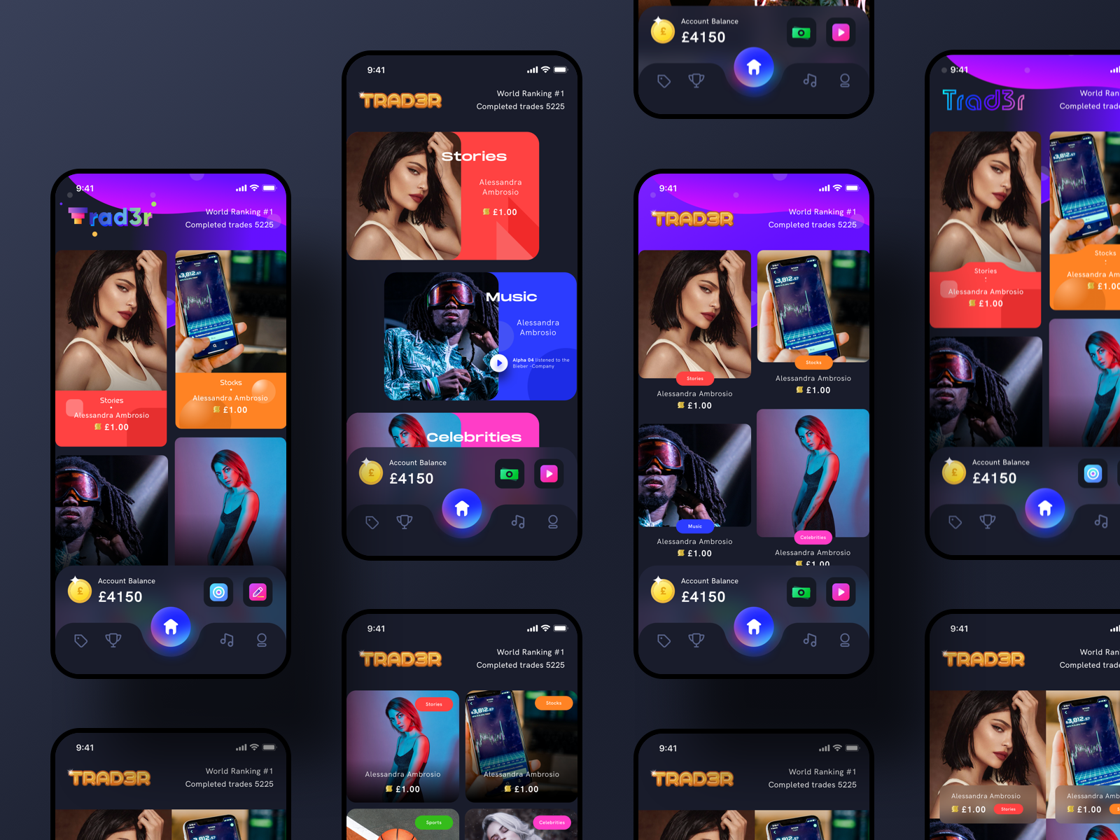 Trad3r app cards exploration by Prakhar Neel Sharma on Dribbble