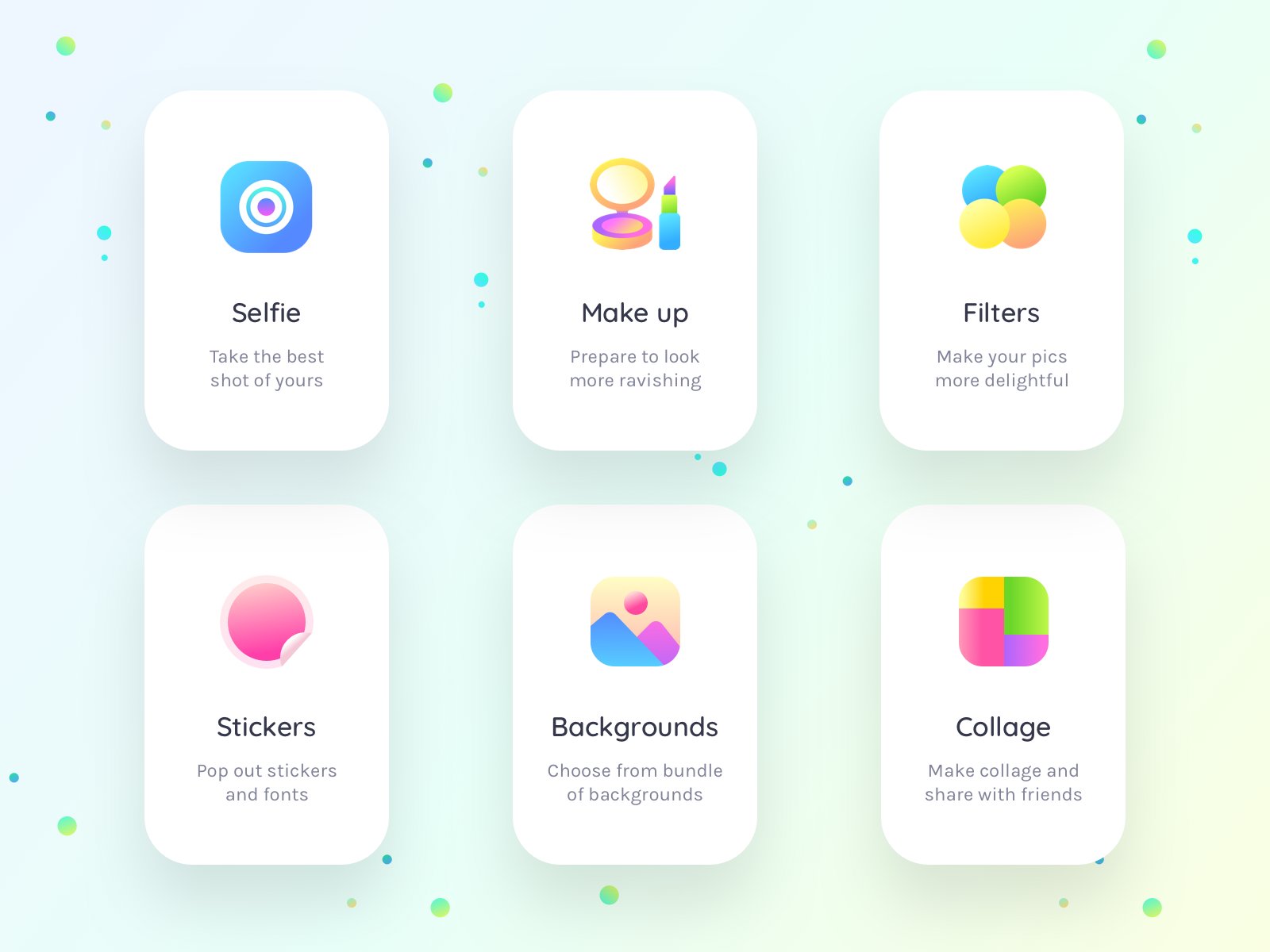 Feature cards of photo beautification app by Prakhar Neel Sharma on ...