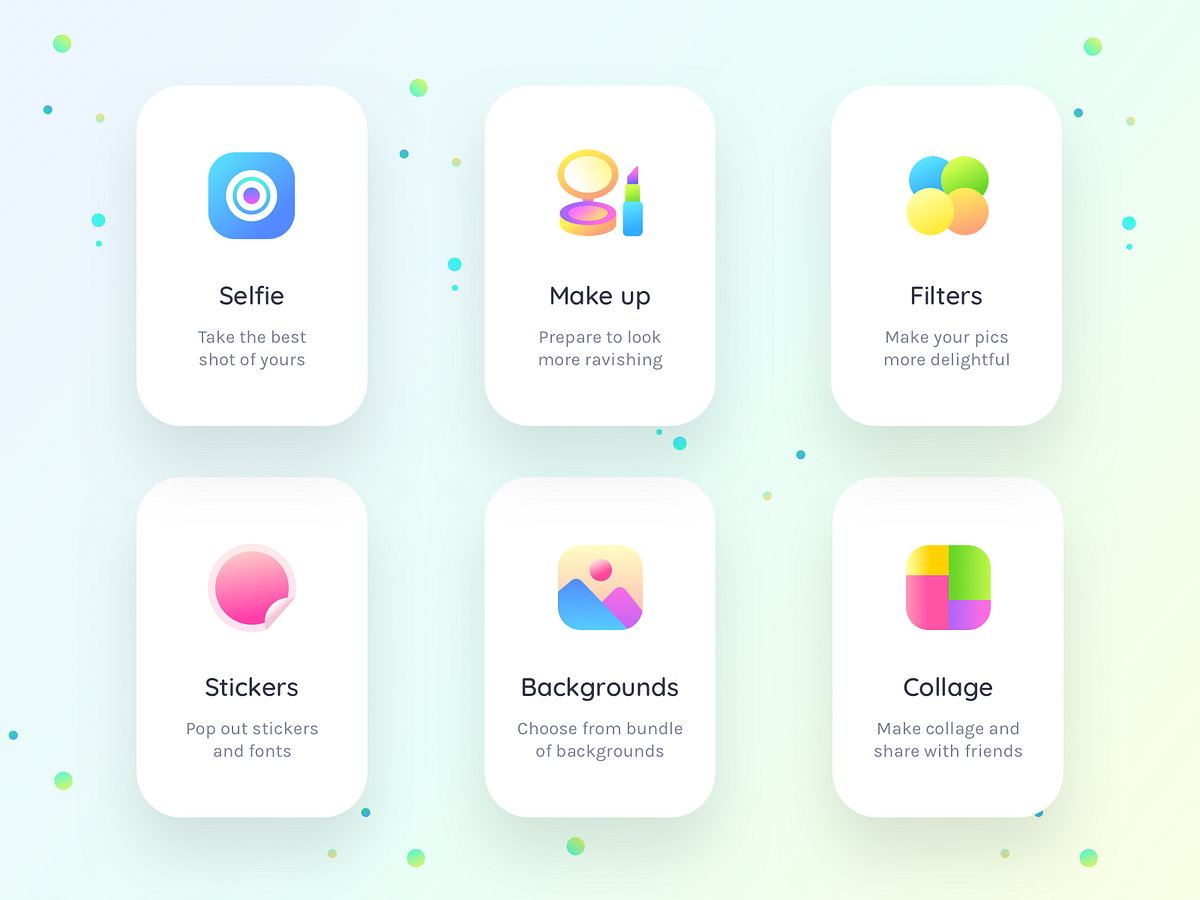 Feature cards of photo beautification app by Prakhar Neel Sharma on ...