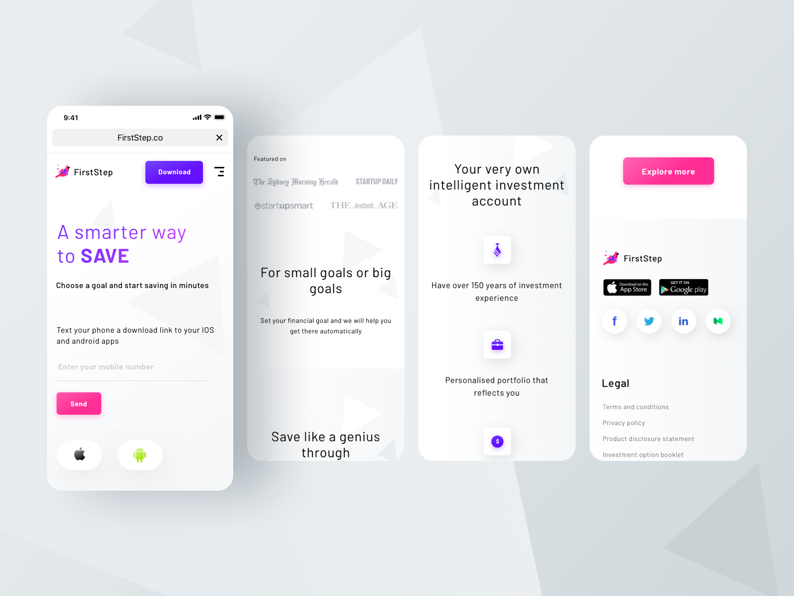 FirstStep mobile version by Prakhar Neel Sharma on Dribbble