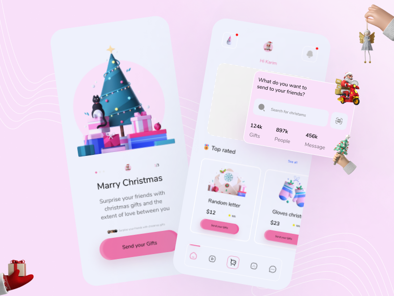 Christmas App Design (Free 3D) by Karim Saif on Dribbble