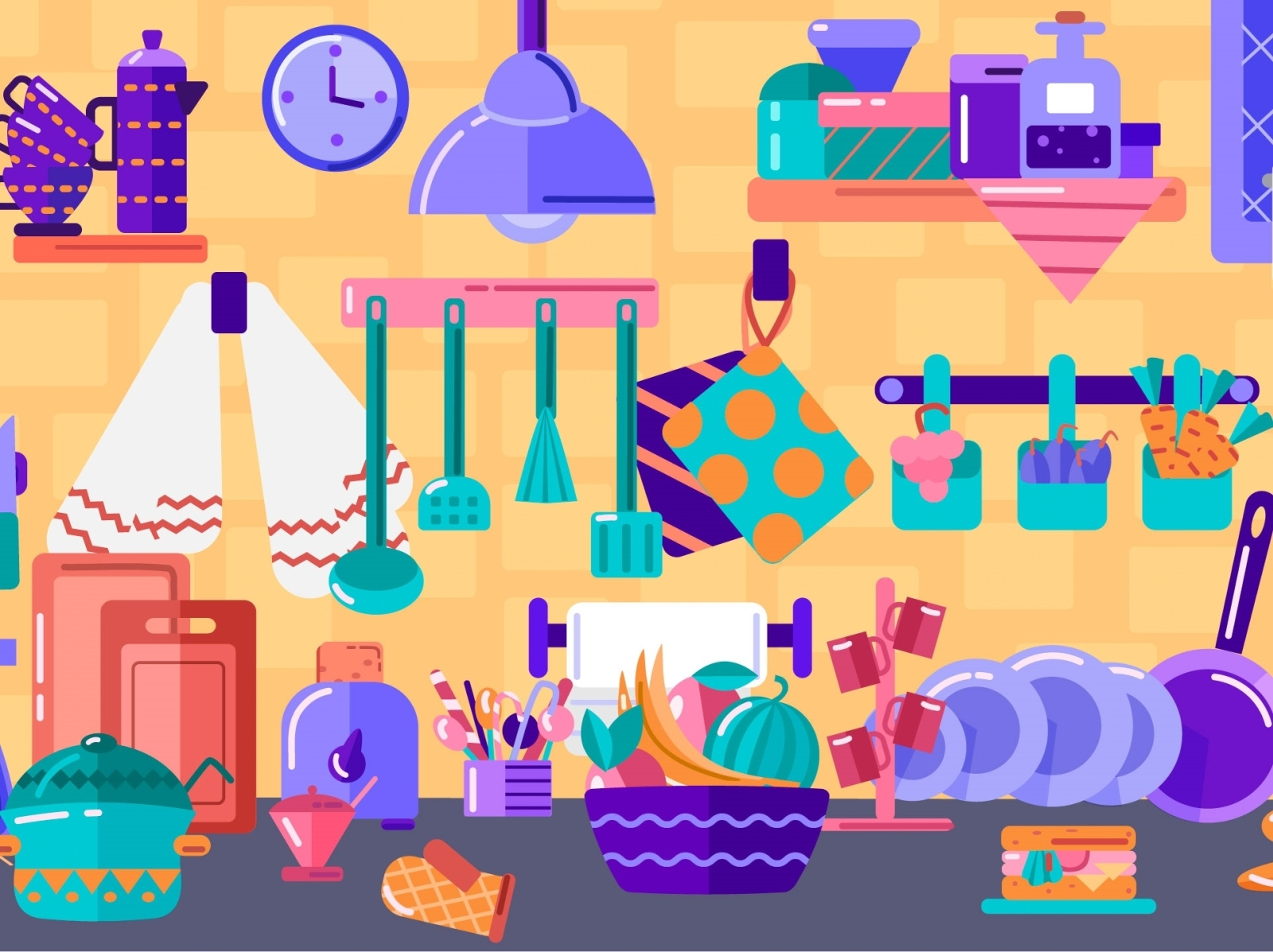 kitchen vector illustration by Tatsiana on Dribbble
