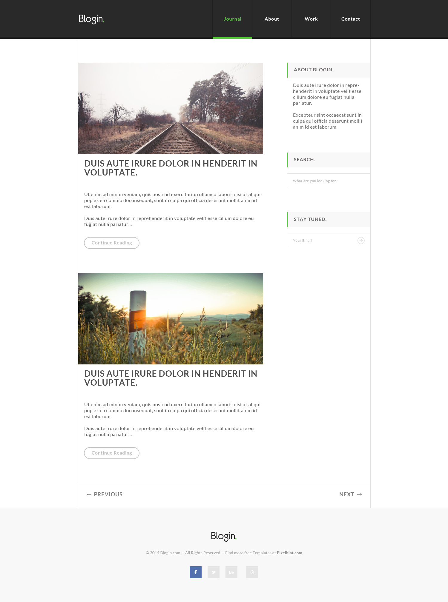 Blogin - Free PSD & HTML5 Blog Template by pixel hint on Dribbble