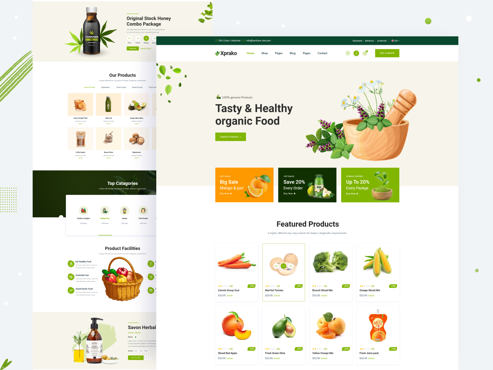 Xprako Organic Food Web Xd Landing Page by Mehedii Mohammad on Dribbble