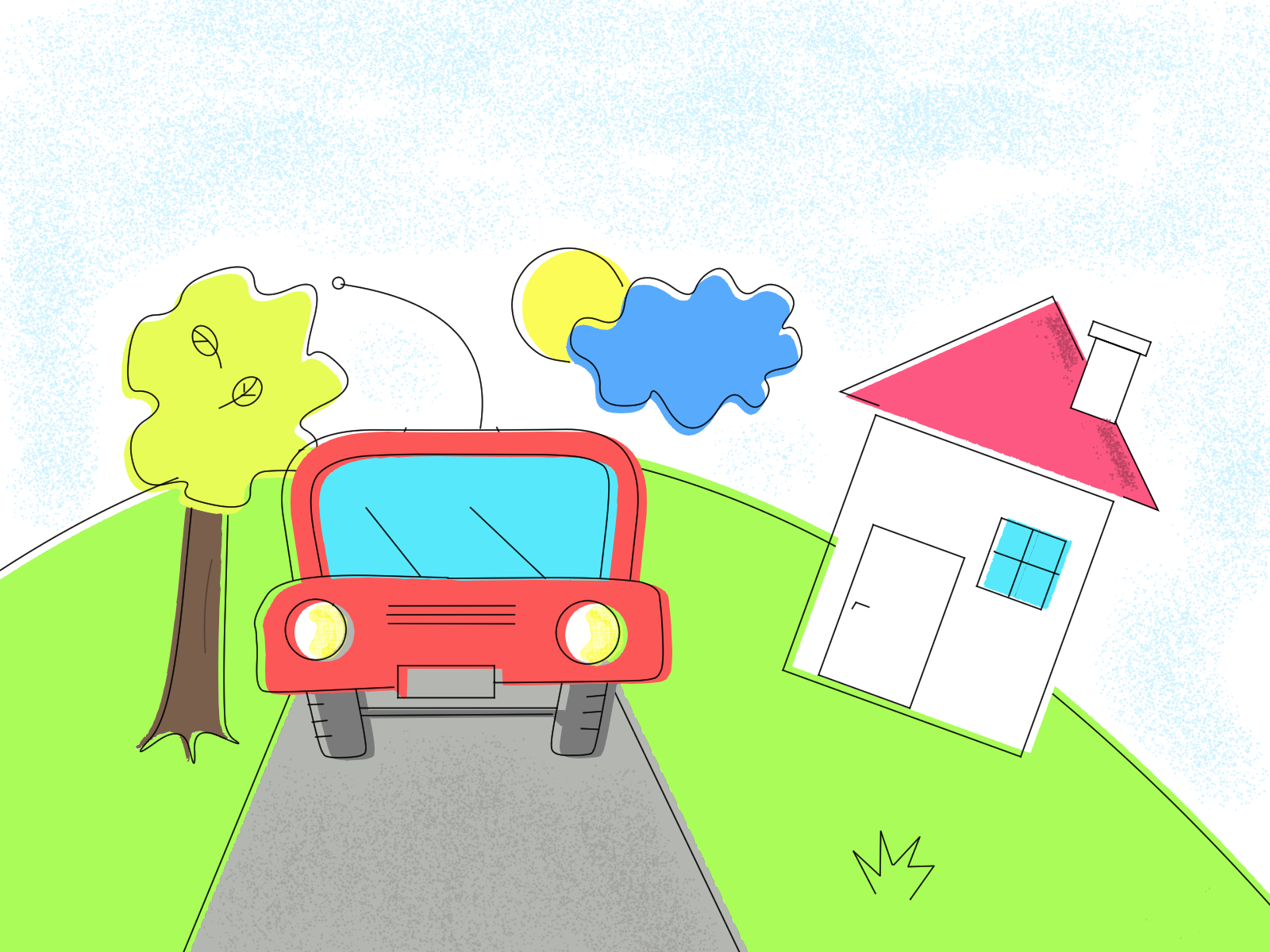 The car goes over the hills by Jakub Mach on Dribbble