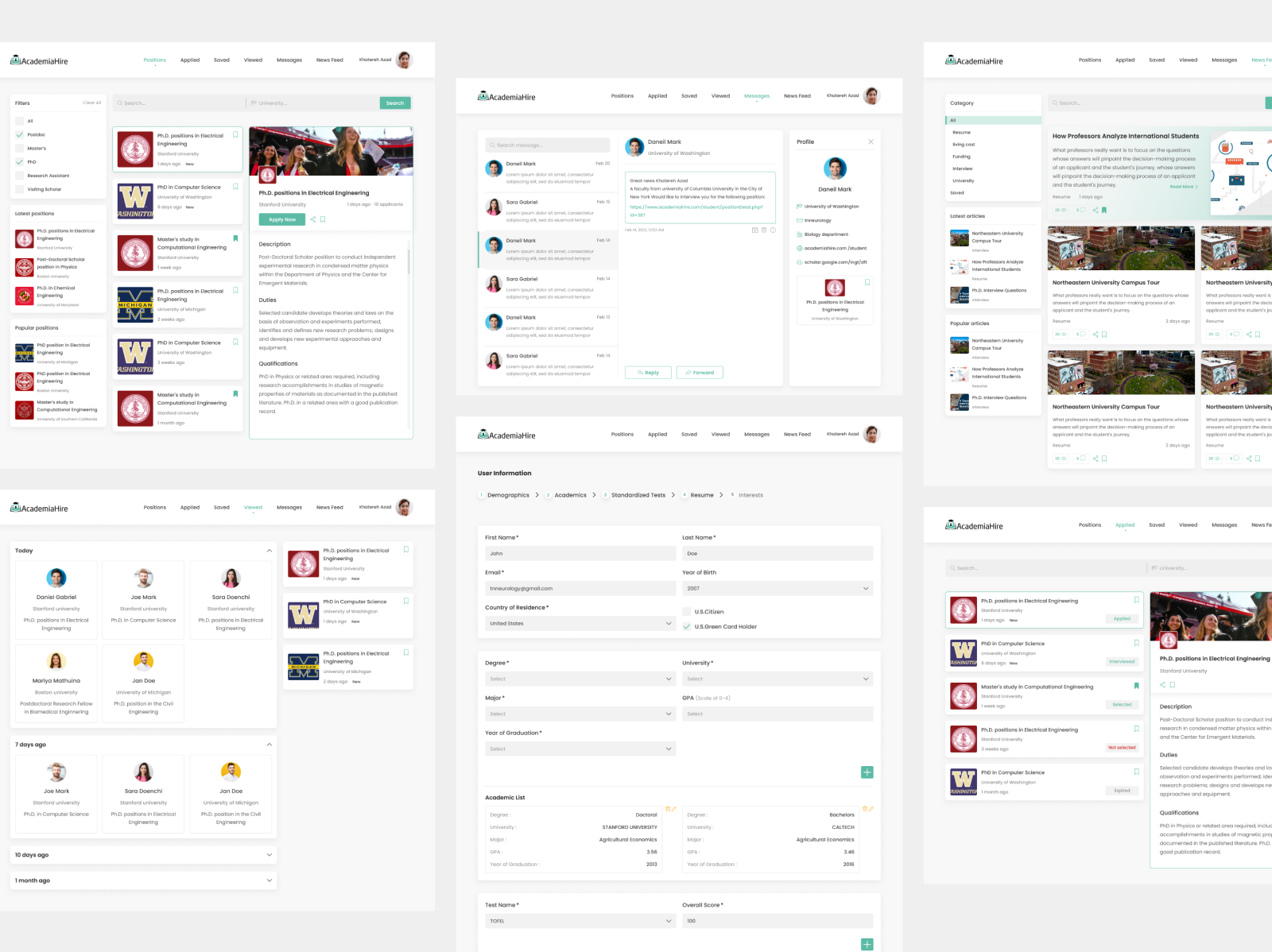 AcademiaHire - Student panel by Khatereh Azad on Dribbble