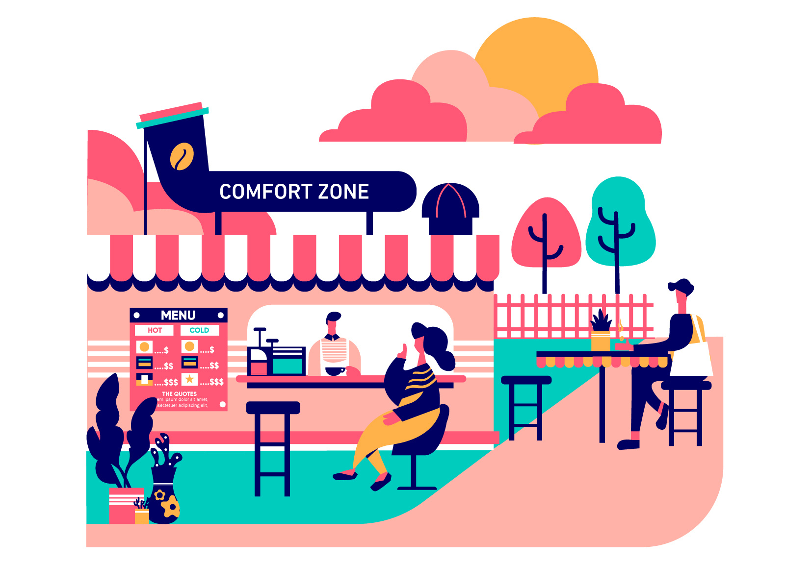 relax for a moment in a coffee shop by Picmo Studio on Dribbble
