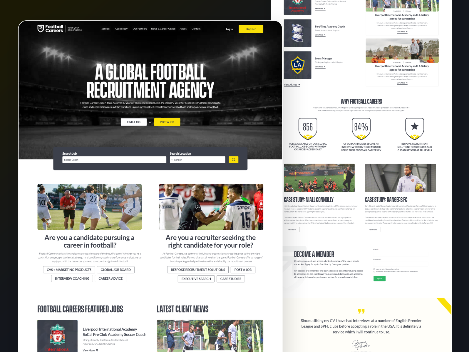 Football Jobseeker Website Page by King Gernale on Dribbble