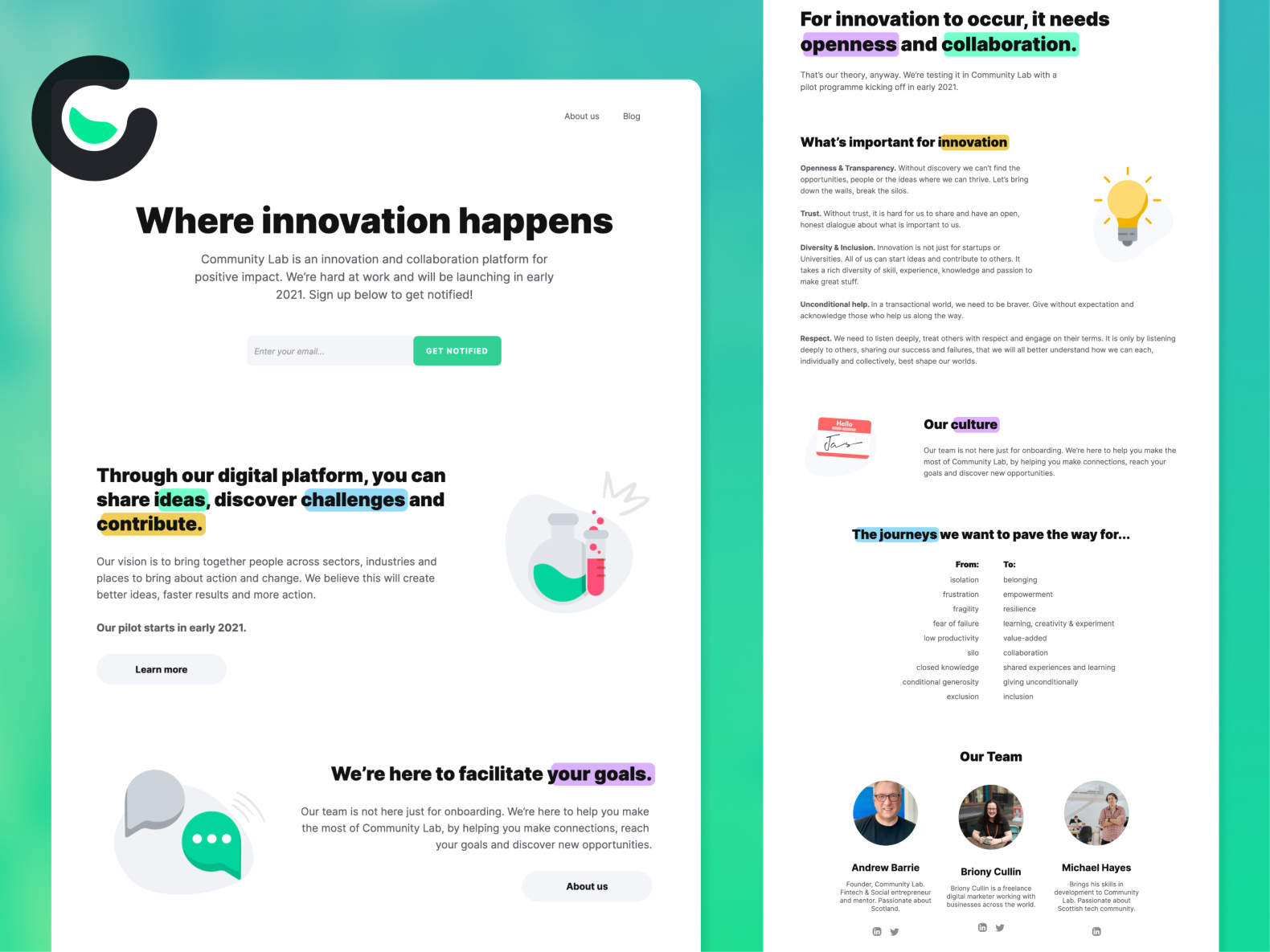 Community Lab Landing Page by Aleksandra Boguslawska on Dribbble