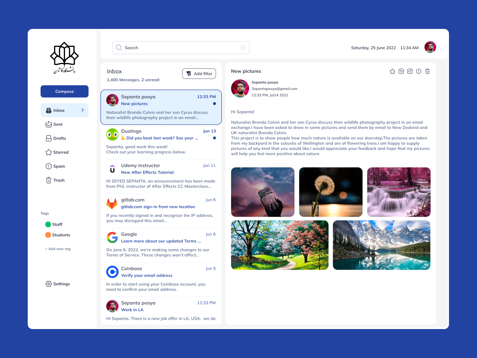 Kashan university Email system redesign by Sepanta Pouya on Dribbble