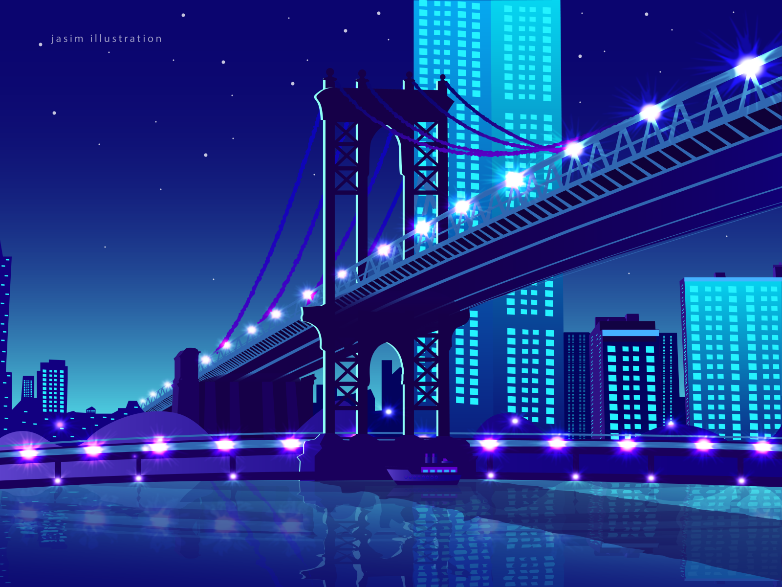 City and Bridge Illustration by Jasim on Dribbble