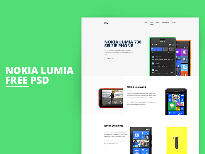 Nokia Lumia - free PSD template by Marko Ilic on Dribbble