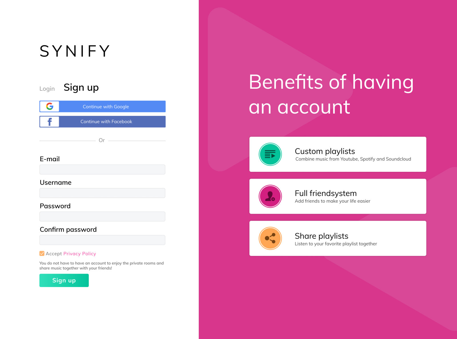 Synify - Sign up by Wesley Janse on Dribbble