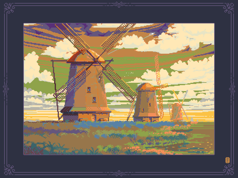 Windmill [pixelart] by Pako on Dribbble