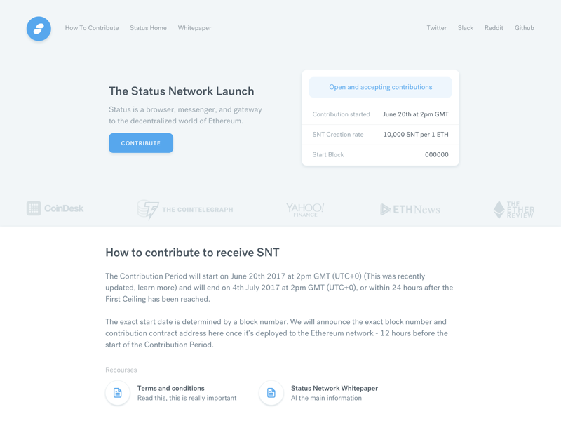Status contribution page by Andrei Mironov for status.app on Dribbble