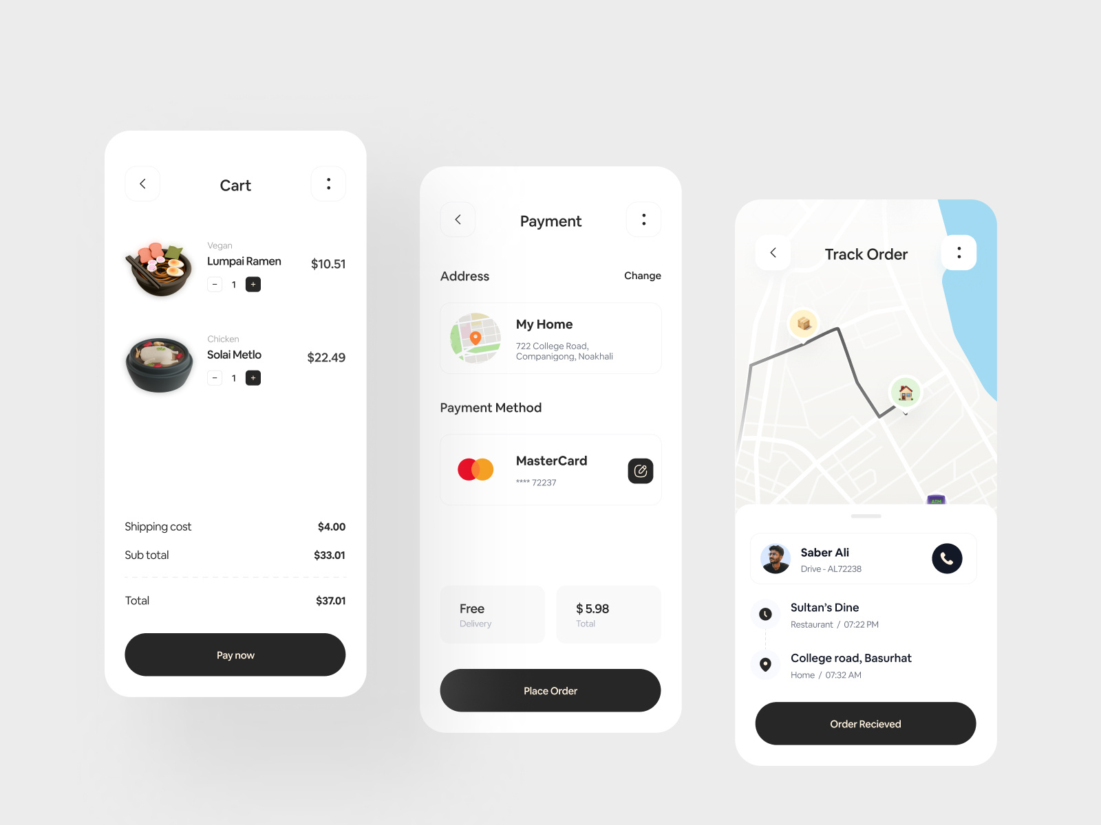 Food Delivery app ui - 02 by Saber Ali for Squidx Agency on Dribbble