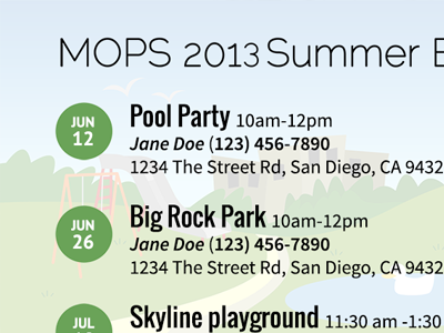 2013 MOPS Summer Events Flyer by Adam Krueger on Dribbble