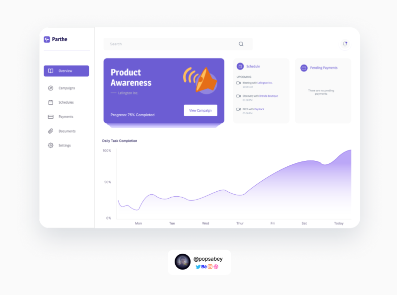 Planner dashboard by Popsabey on Dribbble