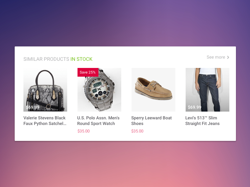 UI Variations on Similar Products Widget by Nicole Dominguez on Dribbble
