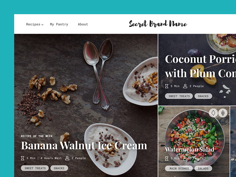 Grid Hero Concept for Food Blog by Dario on Dribbble