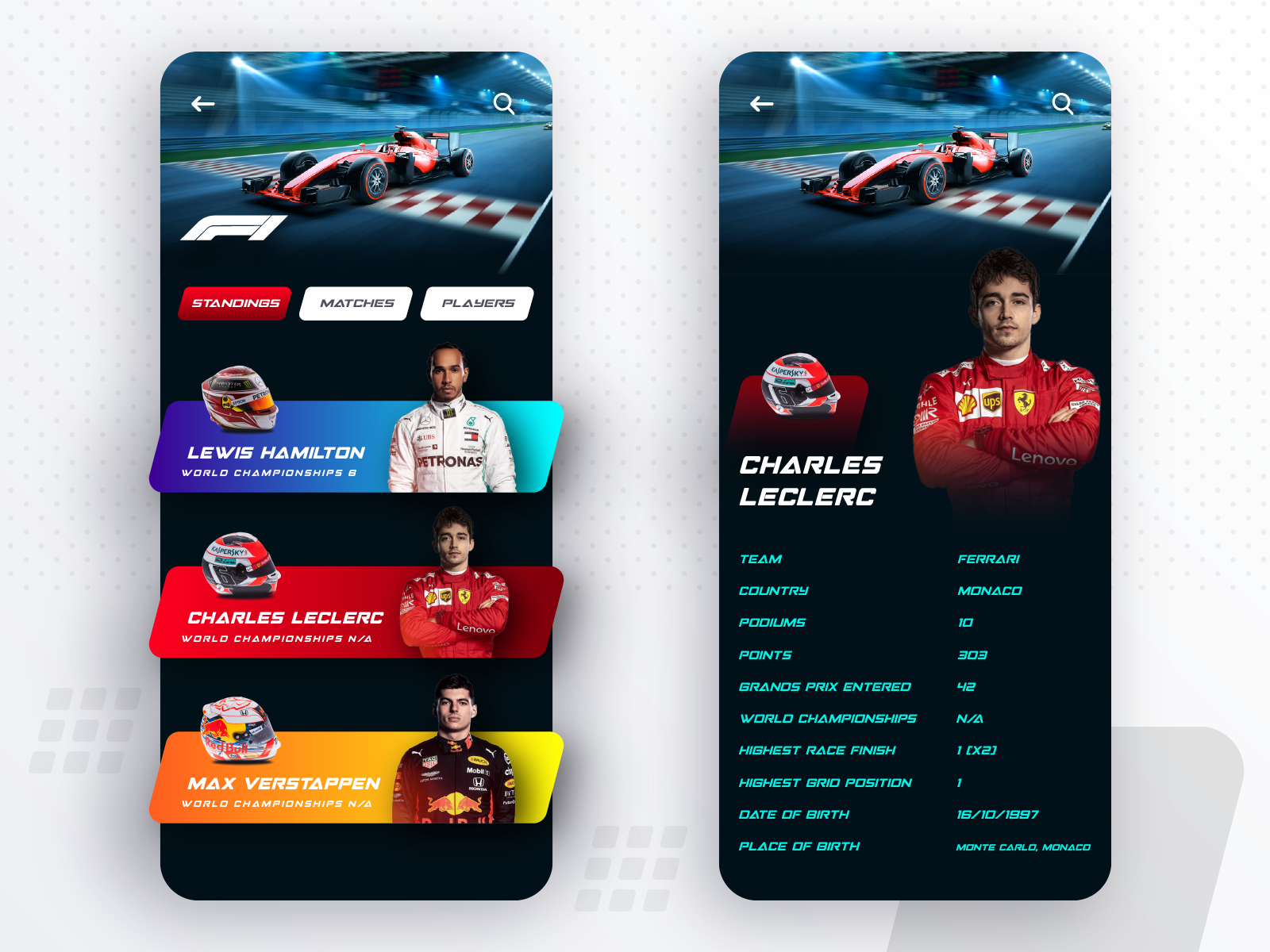 Sports App UI For Grand Prix Formula 1 Racing by PixorStudio on Dribbble