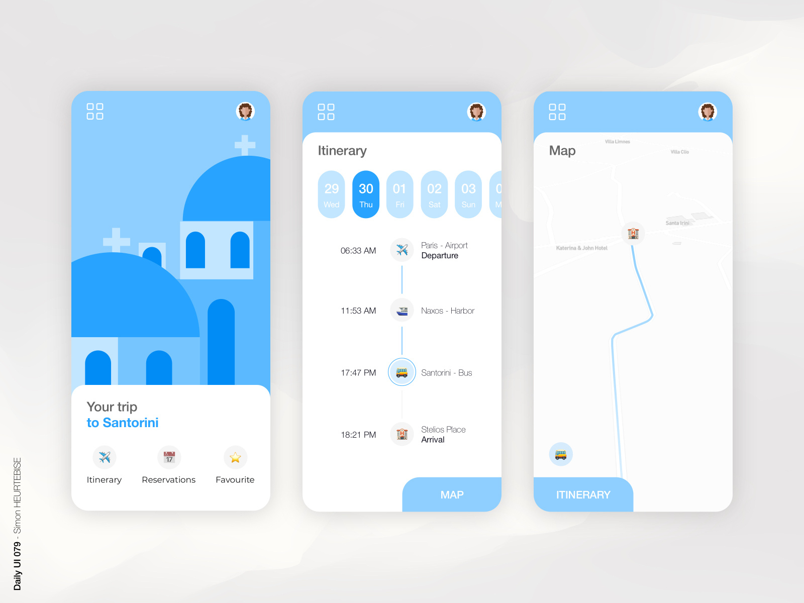 Daily UI 079 - Itinerary by Simon Heurtebise on Dribbble