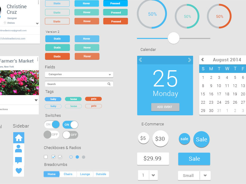 Snapshot of Working UI Kit by Christine Cruz on Dribbble