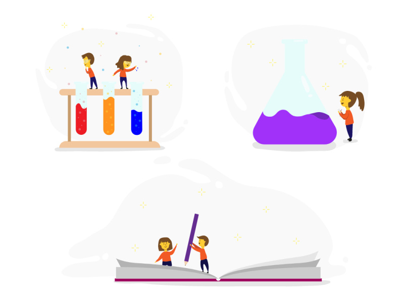 Children learning science illustration by Jocelyn Kristanto on Dribbble