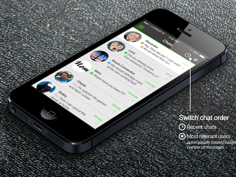 Threema Design Concept | Chat Overview by Tim Kahle on Dribbble