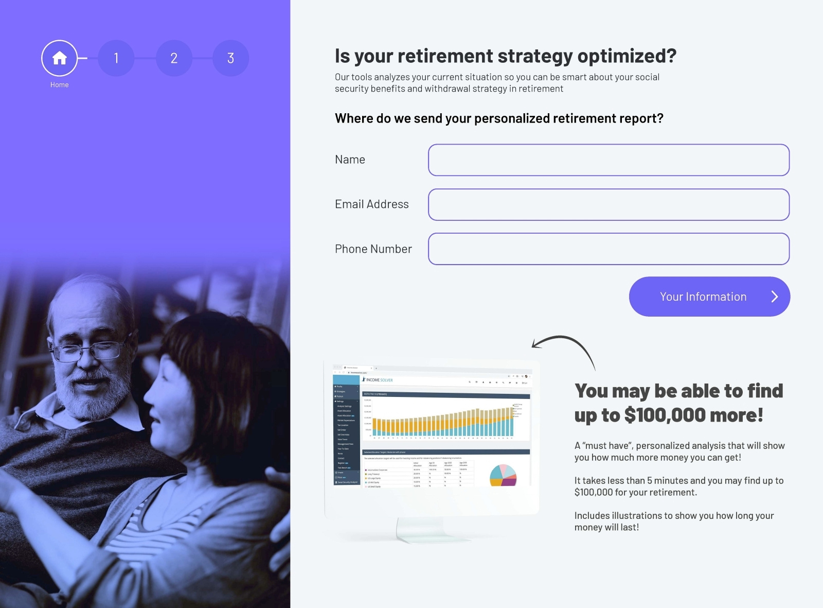 Retirement strategy landing page by Carl Smith on Dribbble