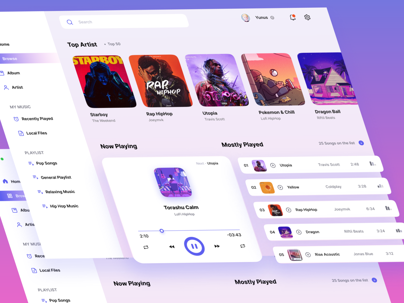 Music Player Web by Yunus Bahtiar on Dribbble