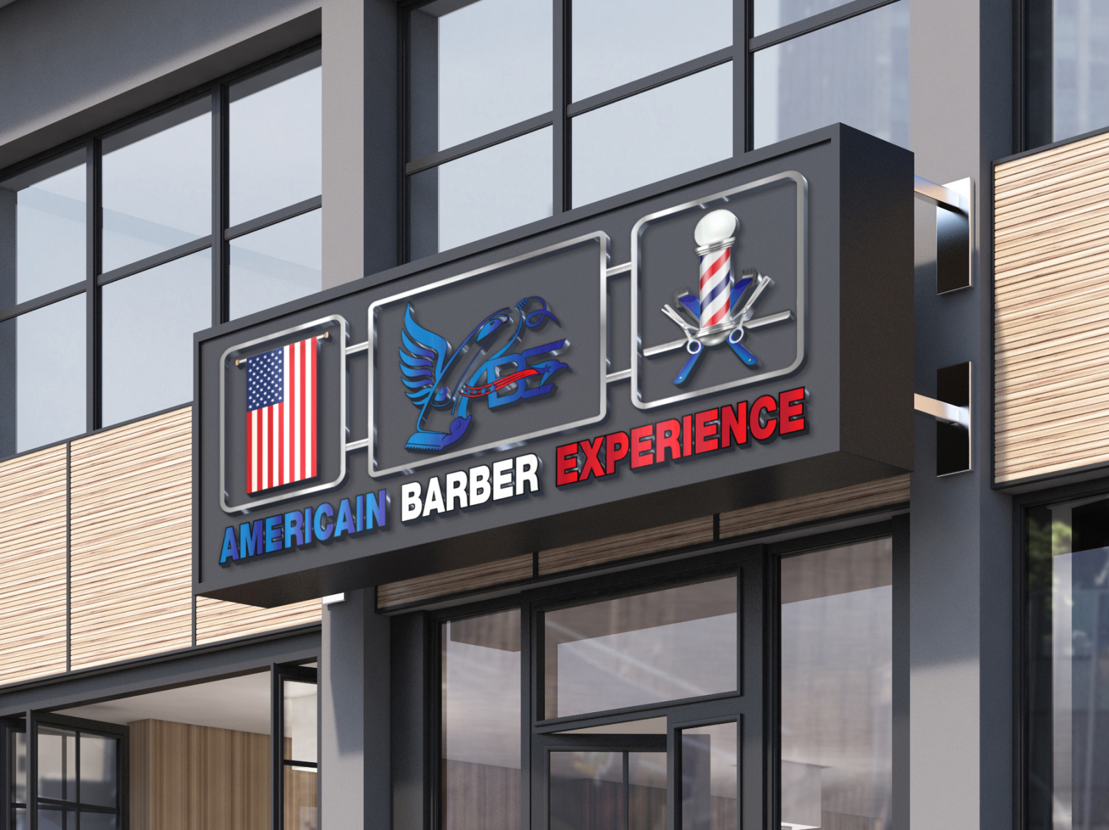 Americain Barber Experience ABE logo and sign for the shop by Md Nazmul ...