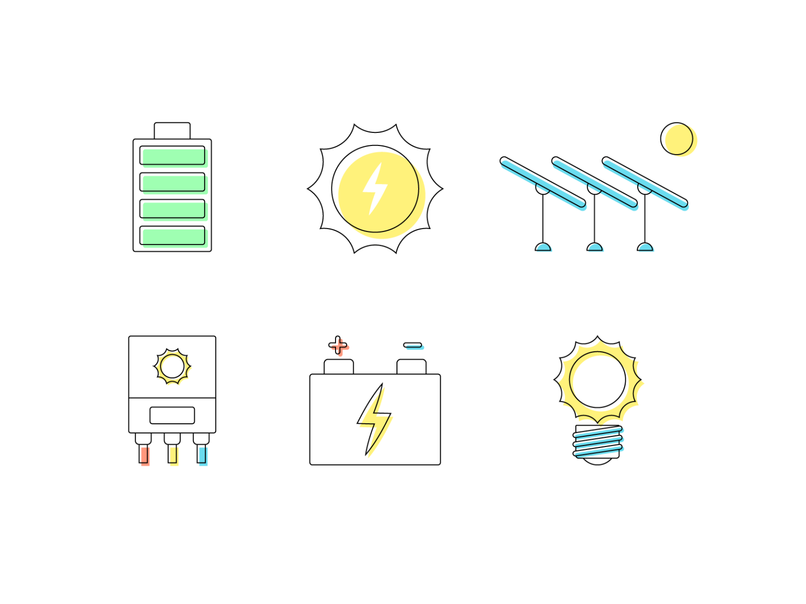 Solar Farm Icons by Workbook on Dribbble