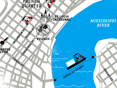 NOLA map by Tim Vienckowski on Dribbble