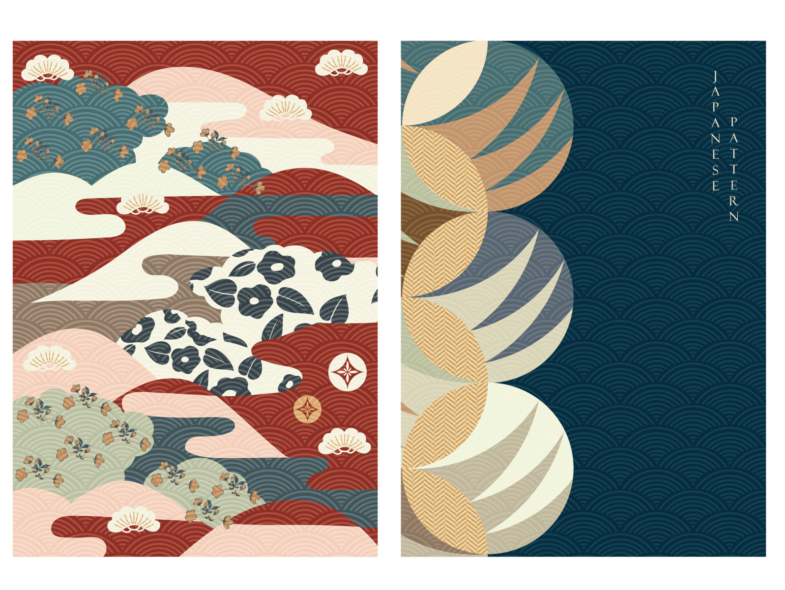 Japanese background with oriental icon vector. Asian pattern by ...