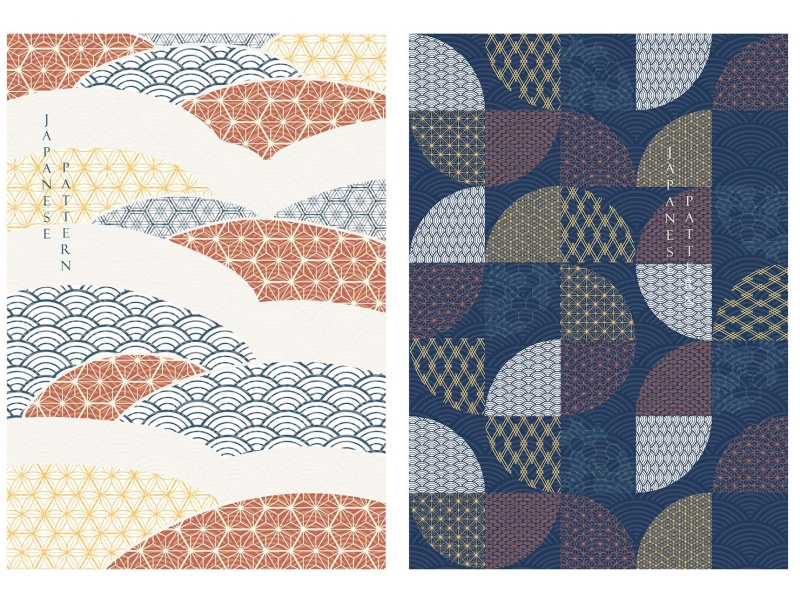 Geometric background with Japanese pattern vector. Asian templat by ...