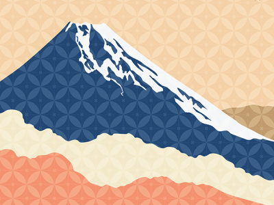Fuji mountain background with Japanese pattern vector. Landscape by ...