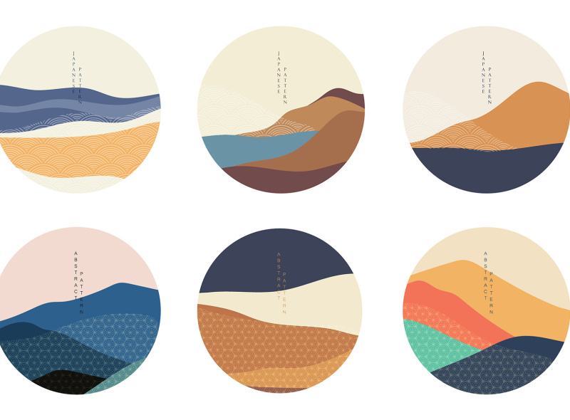 Natural Landscape background with Geometric pattern vector. Moun by ...