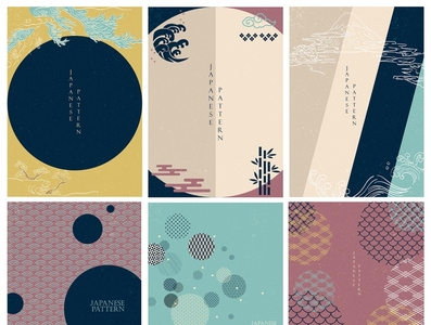 Japanese template with geometric pattern vector. Asian icon elem by ...