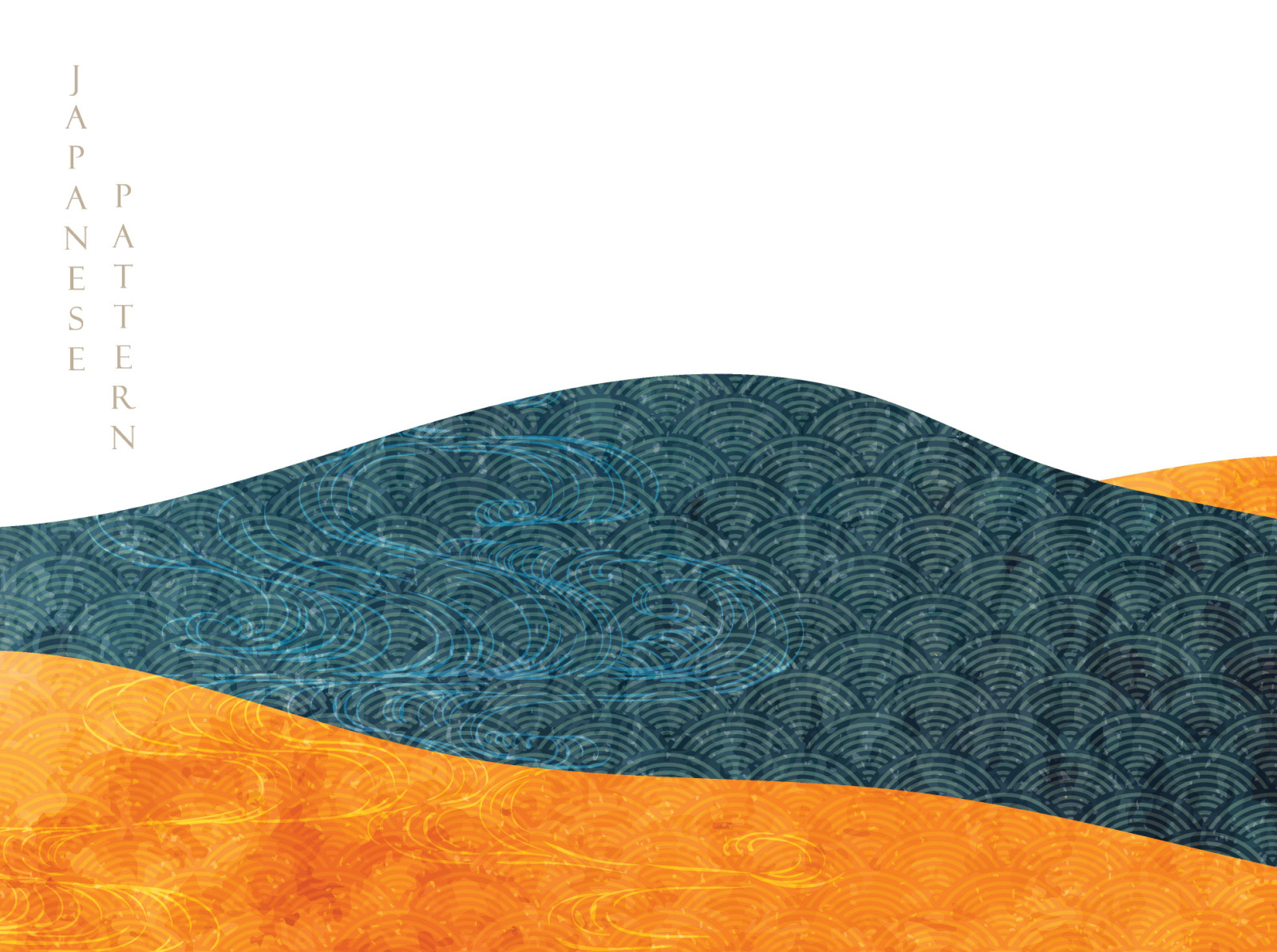 Japanese background with hand drawn wave vector. Abstract templa by ...