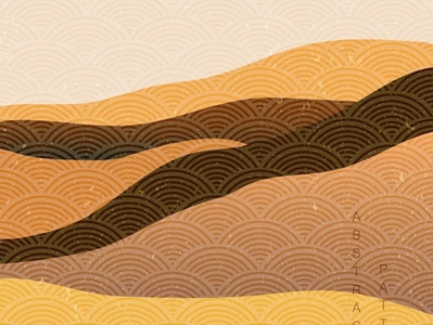 Landscape background with Japanese wave pattern vector. Mountain by ...