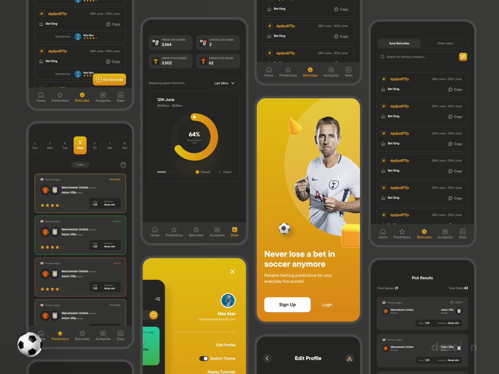 Soccer Bet App - Mobile UI/UX by Dazeign on Dribbble