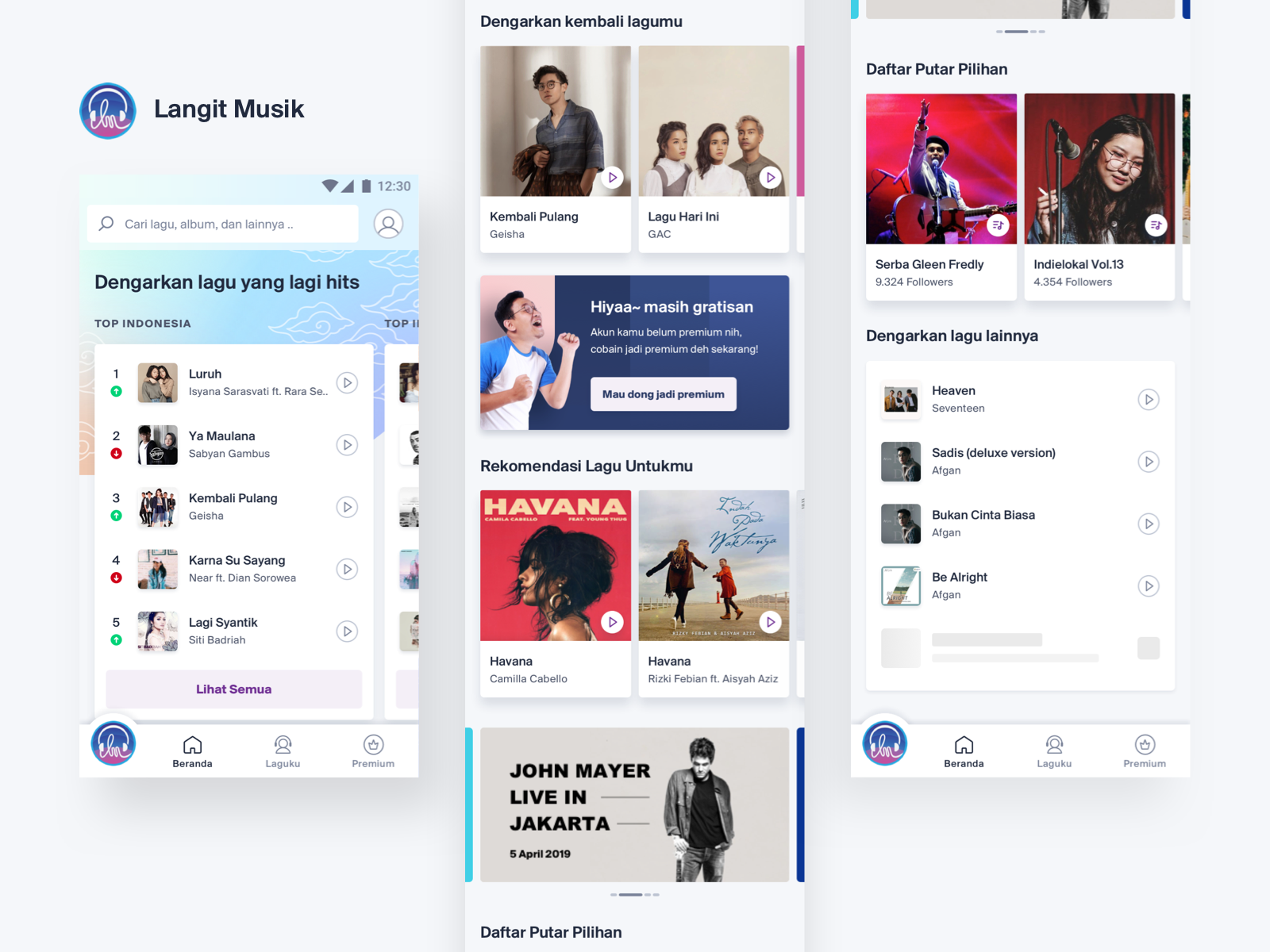 Langit Musik - Homescreen by Aji Darmawan for SixtyTwo on Dribbble