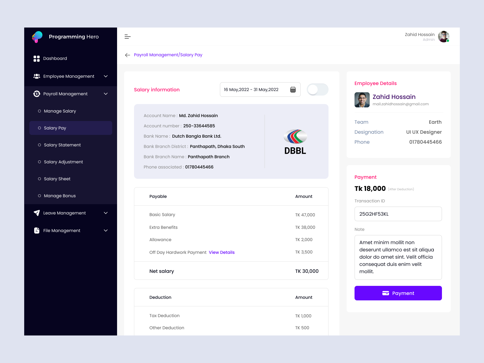 Payment UI by Zahid Hossain on Dribbble